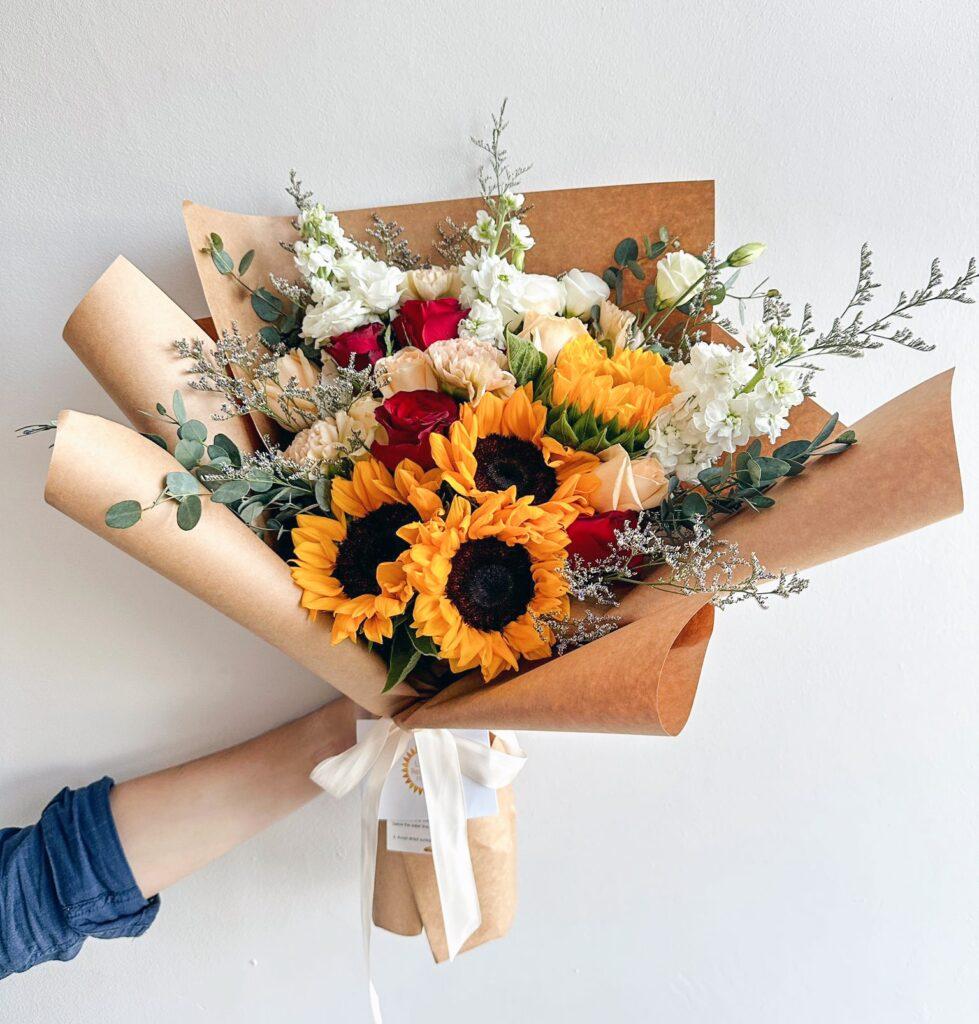 Emma (Rose and Sunflower Bouquet) v2 - Little Red Dot Florist