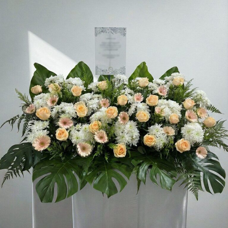 Funeral Flowers - Everlasting Ivory Remembrance Stand - Little Red Dot ...